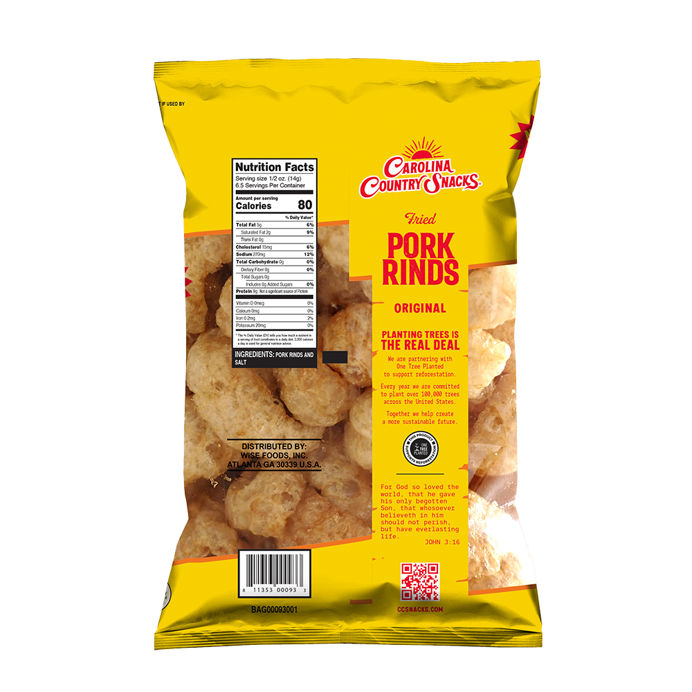 Carolina Country Snacks Original Pork Rinds | Single, 12 pack, and 24 pack
